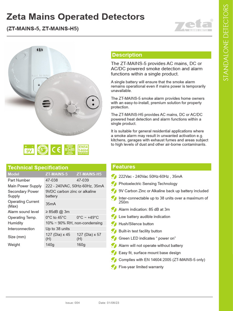 Zeta Mains Operated Detectors | PDF