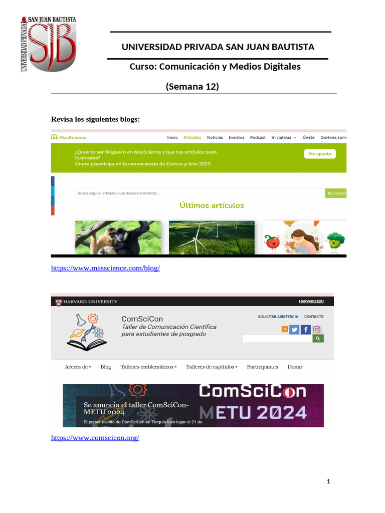 Sesión 12 - Práctica de Comunicación y Medios Digitales | PDF | Blog