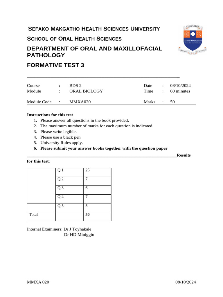 Final Test 3 BDS2 | PDF | Mouth | Animal Anatomy