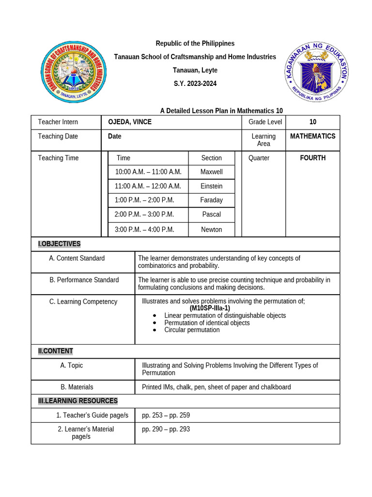 2 - Illustrates and Solves Problems Involving The Permutation | PDF ...