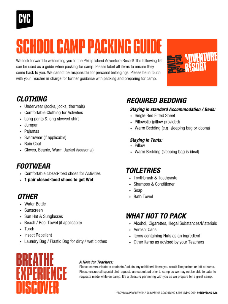 20220722170046-School Camp Packing Guide | PDF
