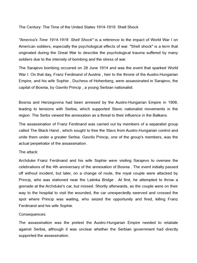 America's Time 1914-1919: Shell Shock | PDF | Politics Of Serbia ...