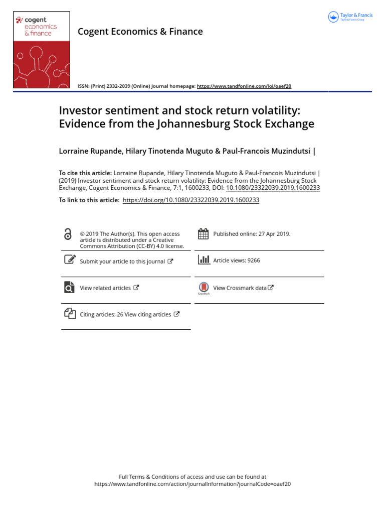 Investor Sentiment and Stock Return Volatility Evidence From The ...