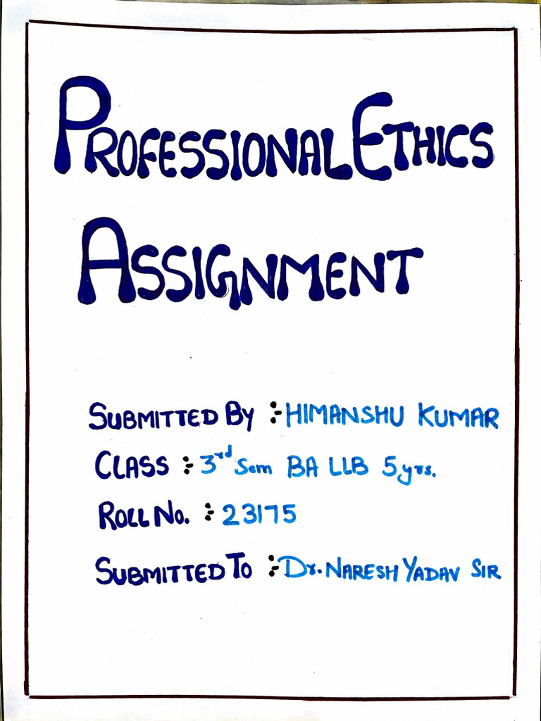 Professional Ethics Assignment | PDF