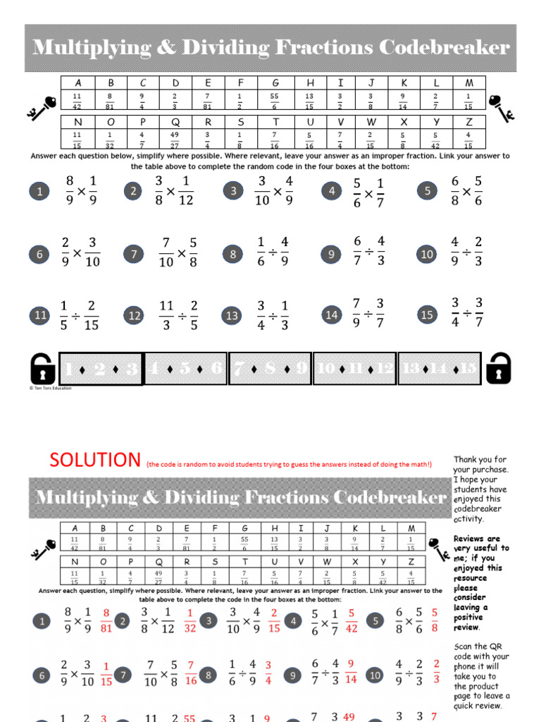 Microsoft PowerPoint - Multiplying Fractions Codebreaker Worksheet | PDF | Computing