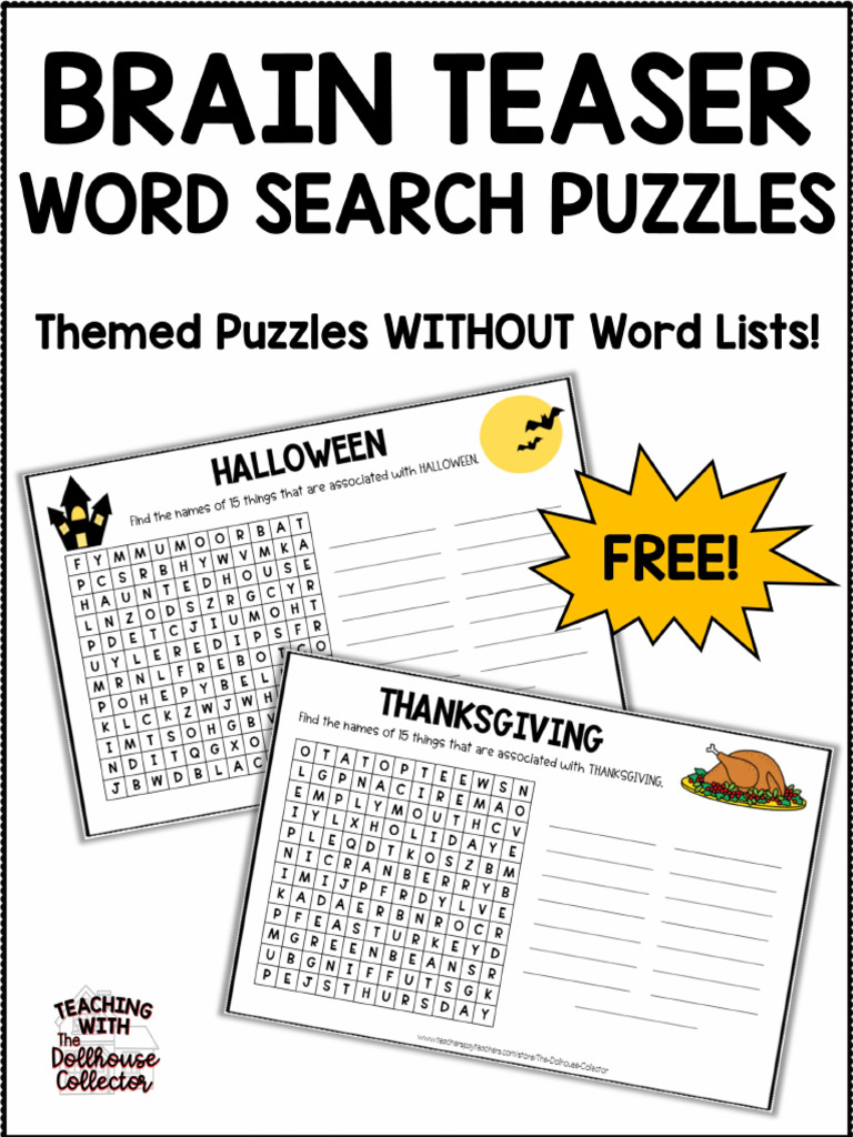HALLOWEENandTHANKSGIVINGBrainTeaserWordSearchPuzzlesWithoutWordLists 1 ...