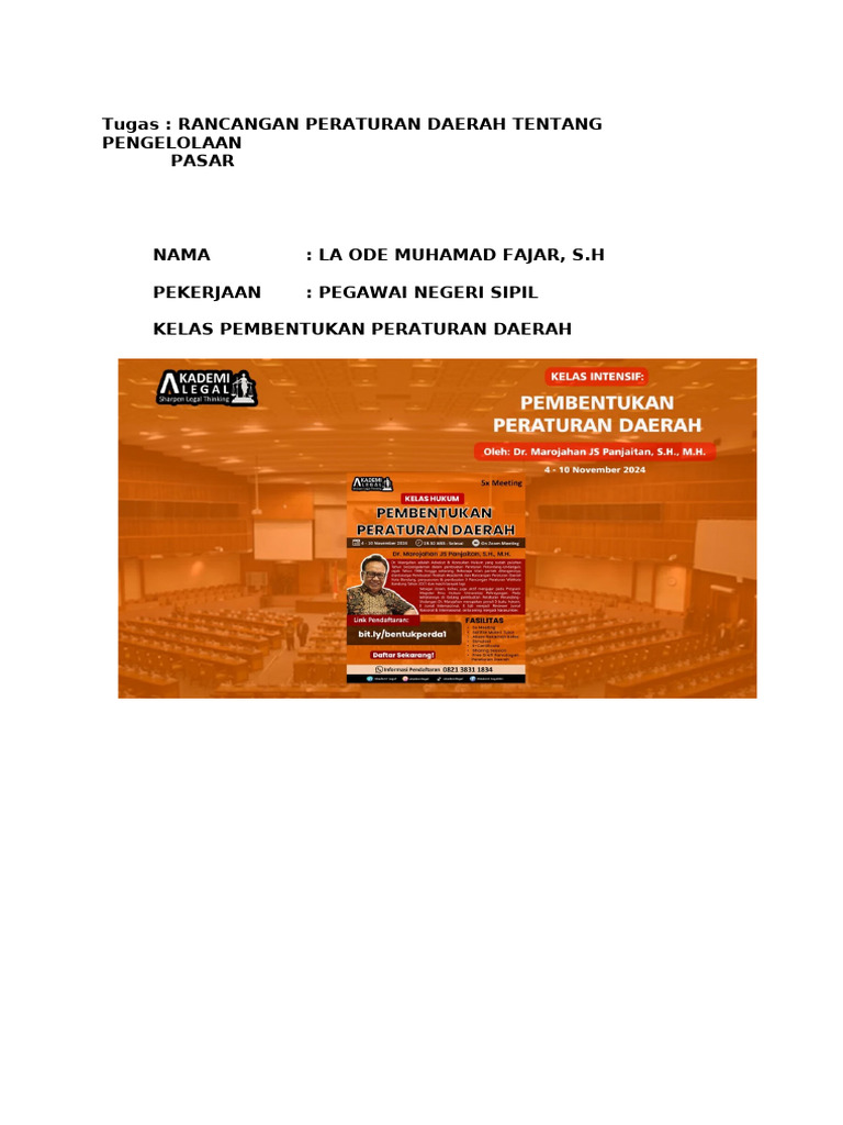 Raperda Pengeloaan Pasar | PDF