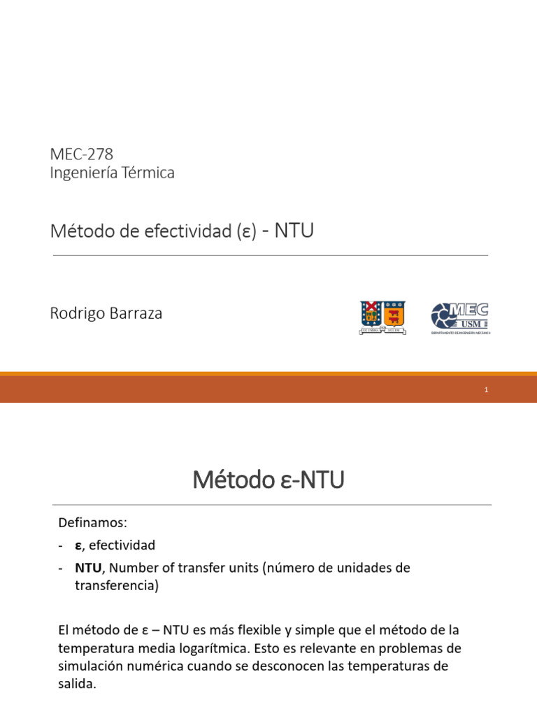 Método ε-NTU en Ingeniería Térmica | PDF | Calor | Intercambiador de calor