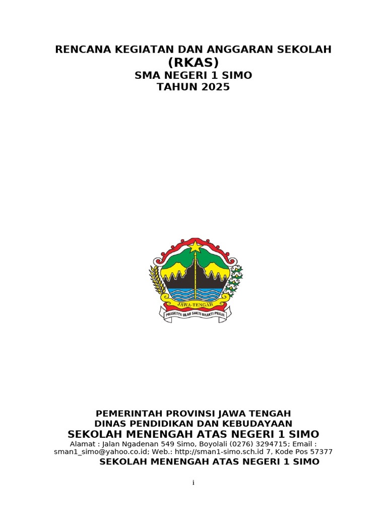 Cover RKAS SMAN 1 SIMO 2025 | PDF | Bisnis | Pengelolaan Keuangan & Uang