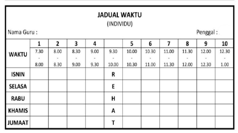 Template Jadual Waktu | PDF