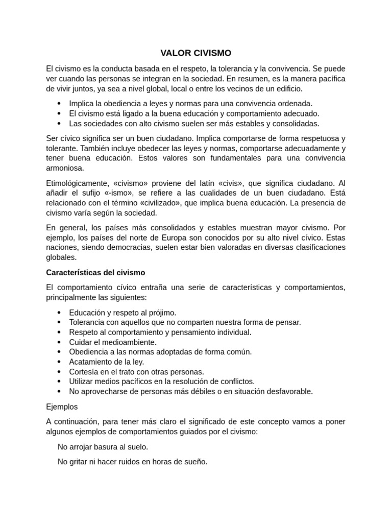 Valores del Civismo y Convivencia | PDF | Tolerancia | Sociedad