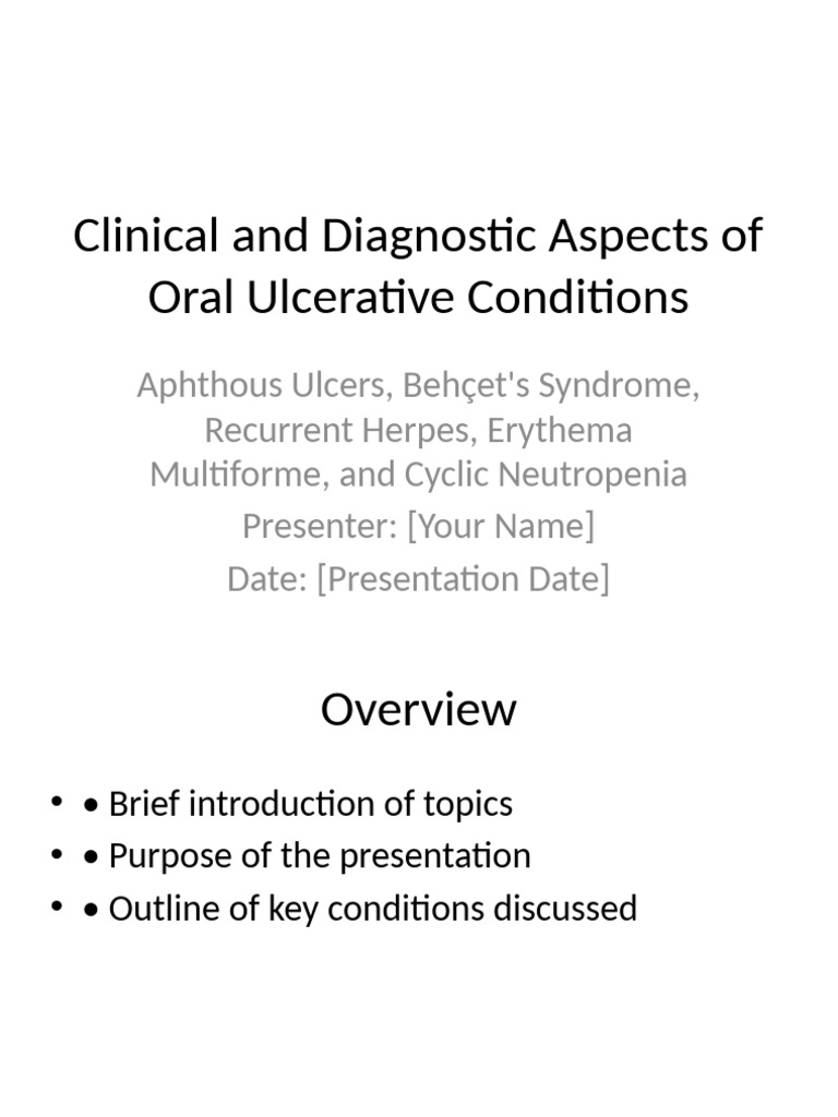 Clinical and Diagnostic Aspects of Oral Ulcerative Conditions | PDF ...