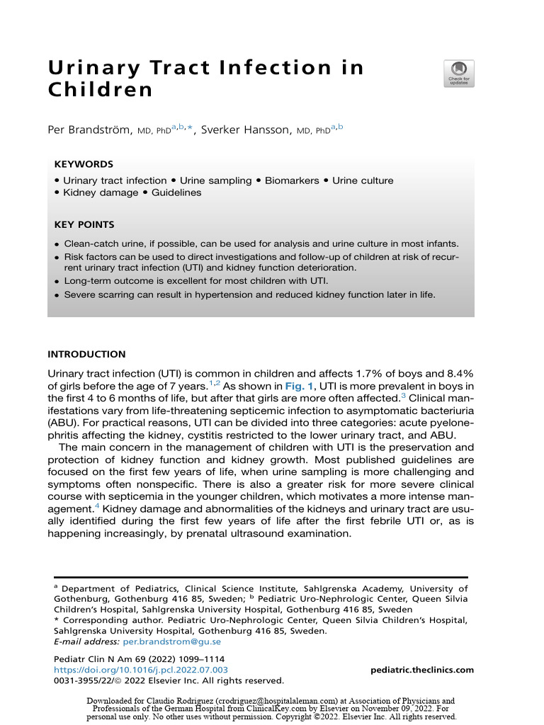 Pediatr Clin N Am 2022 69 1099 | PDF | Urinary Tract Infection | Urology