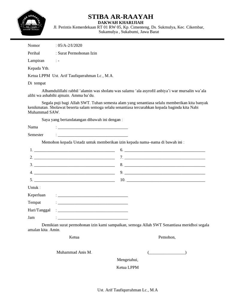 Surat Izin Keluar LPPM | PDF