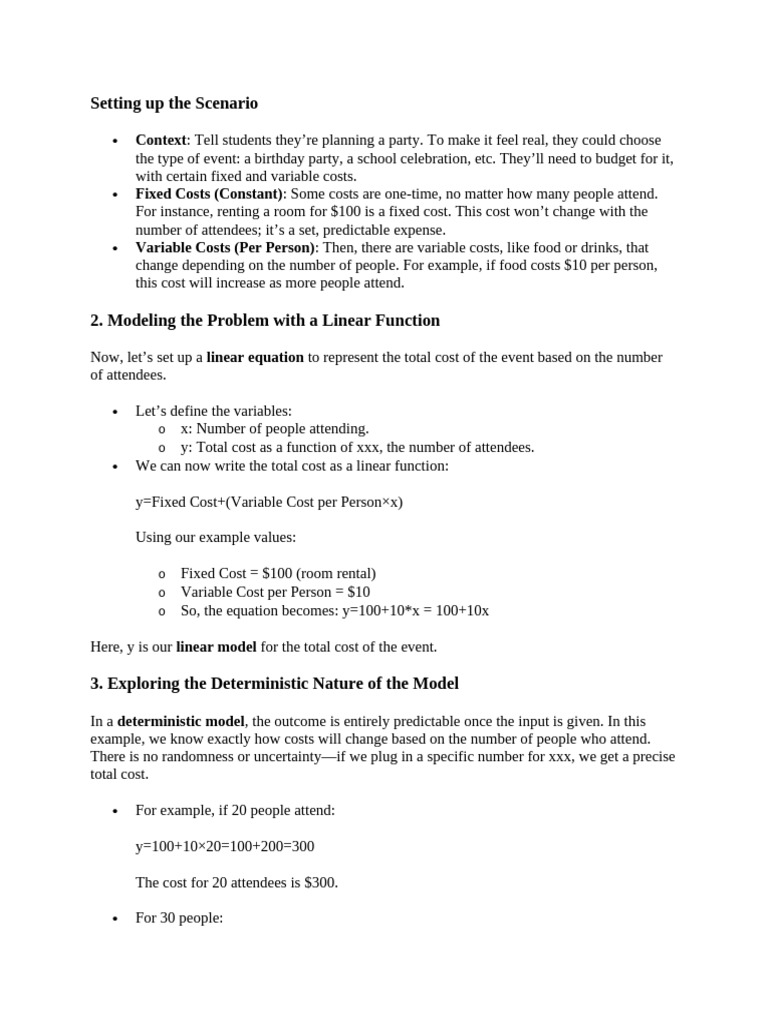 Setting up the Scenario | PDF | Variable (Mathematics) | Determinism
