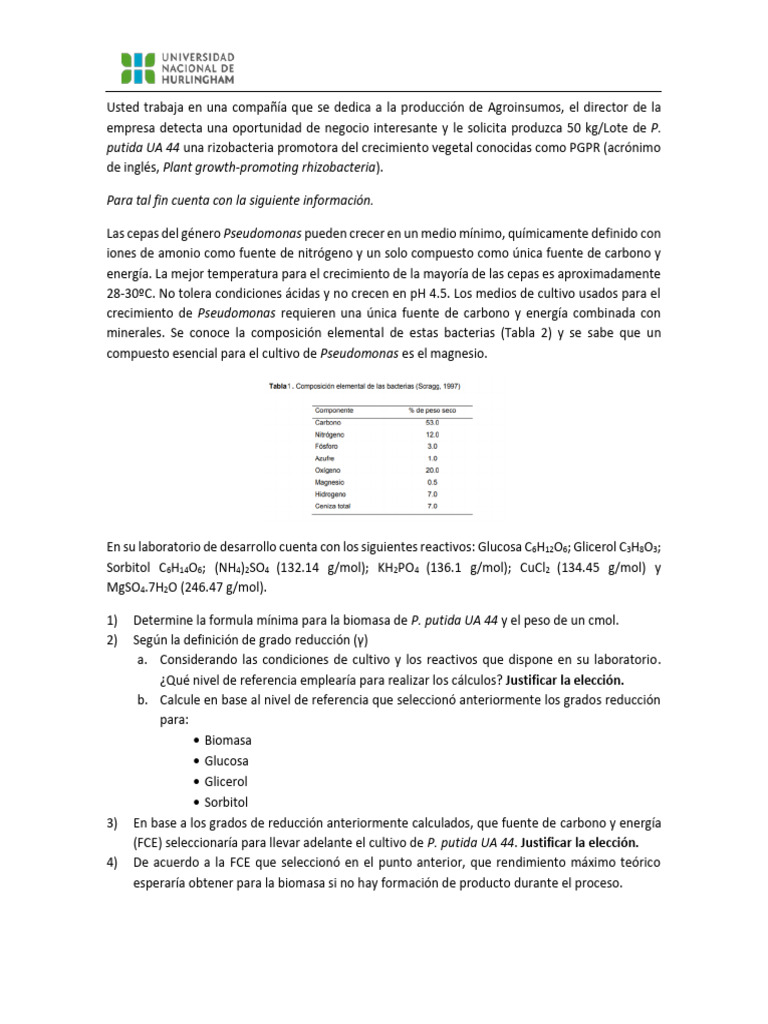 Primer Parcial Recuperatorio 281022 | PDF | Glucosa | Pseudomonas