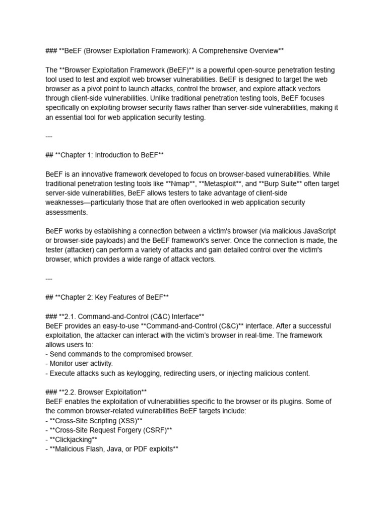 BeEF (Browser Exploitation Framework) | PDF | Security | Computer Security