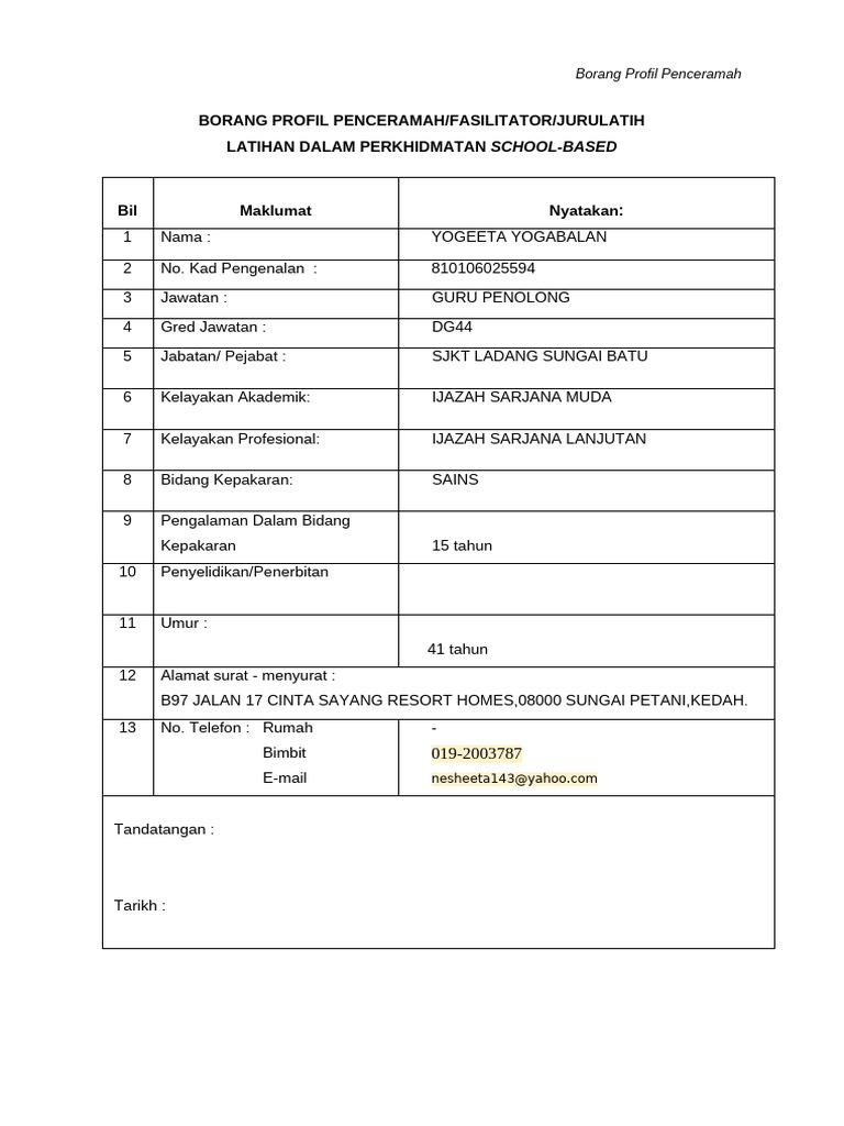 2 Borang Profil Penceramah | PDF