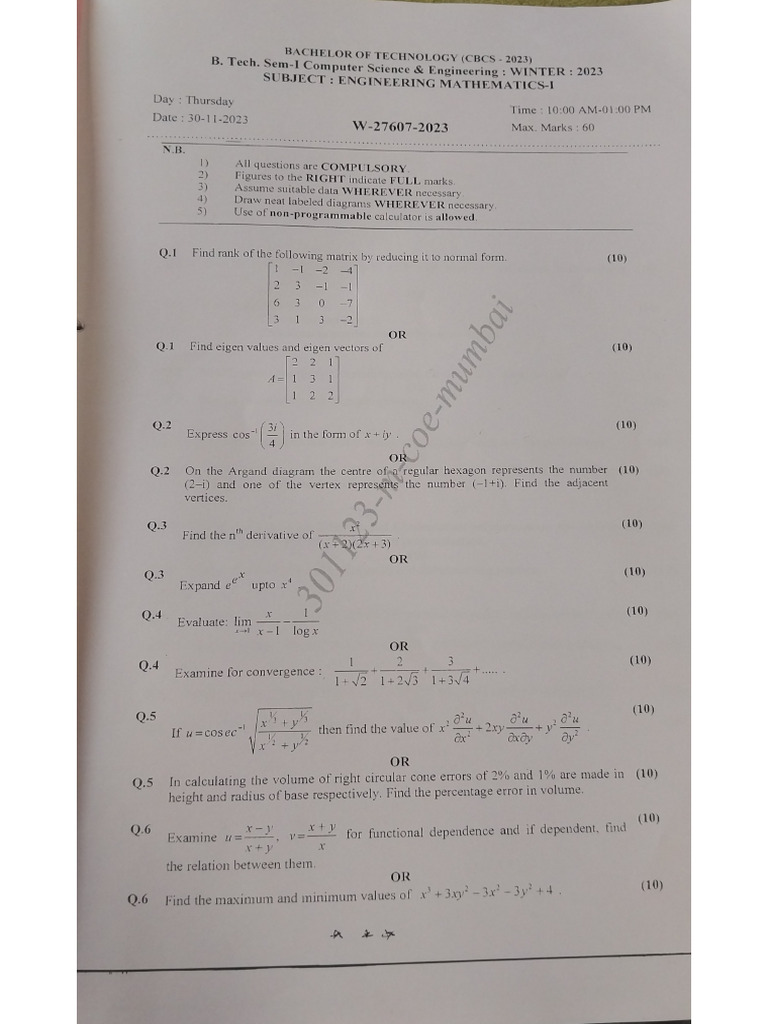 Question Paper 1 | PDF