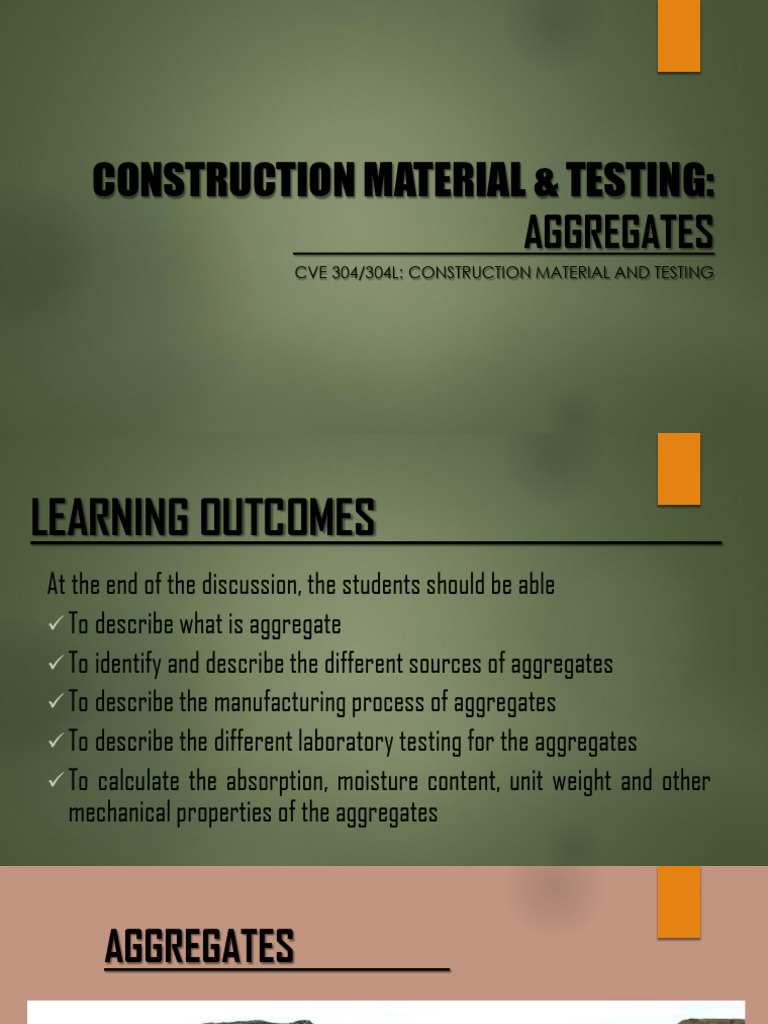 Construction Materials and Testing. 02. Aggregate WOP (Part 1) | PDF ...