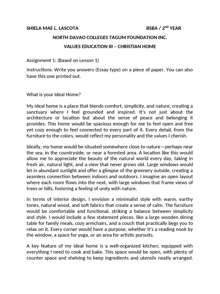 ValEd-III-Assignment-1 (LASCOTA) | PDF | Cooking, Food & Wine | Home & Garden