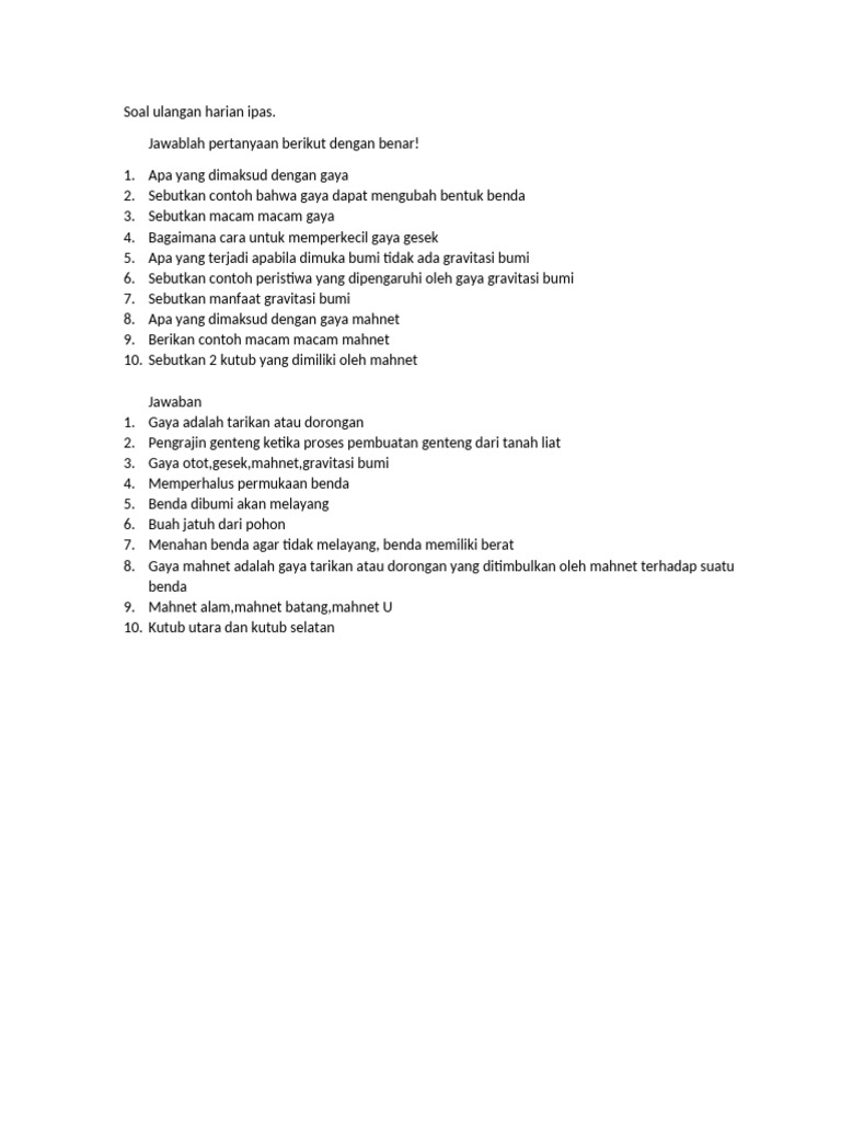 Soal Ulangan Harian Ipas | PDF