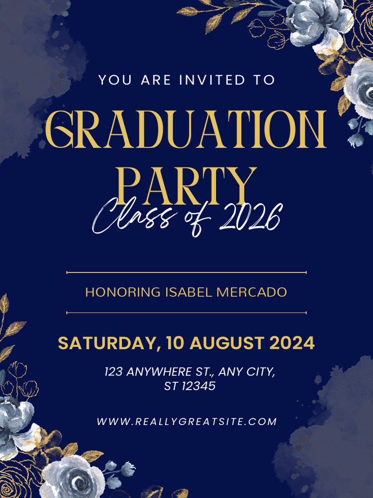 Blue Gold Elegant Graduation Invitation | PDF | Lifestyle
