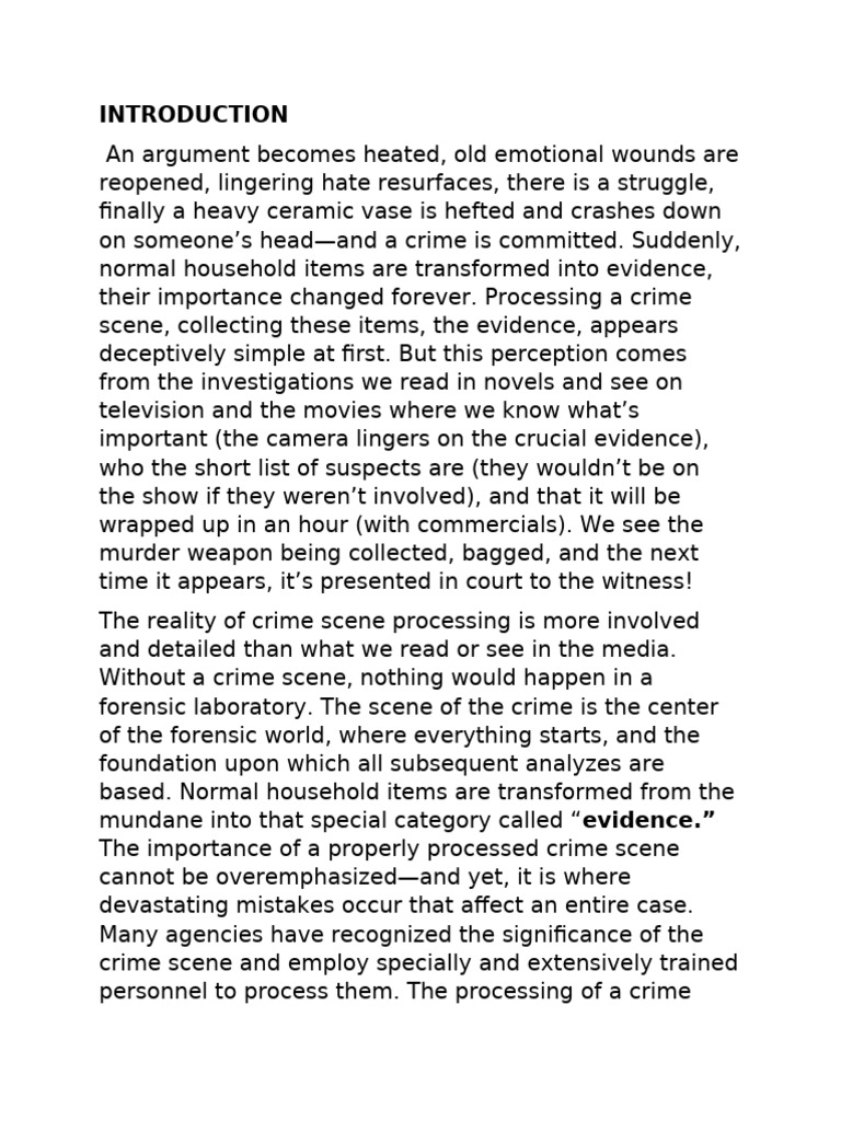 Crime Scene Management INTRODUCTION | PDF | Crime Scene | Artifact ...