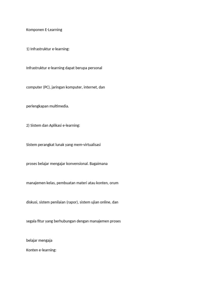 Komponen dan Tantangan E-Learning | PDF