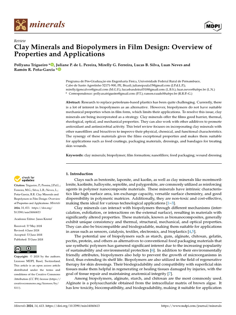 Clay Minerals and Biopolymers | PDF | Biopolymer | Physical Chemistry