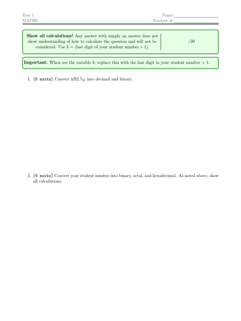 Test 1 | PDF | Numbers | Computer Science
