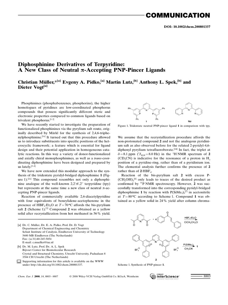 Diphosphinine Derivatives of Terpyridine | PDF | Coordination Complex ...