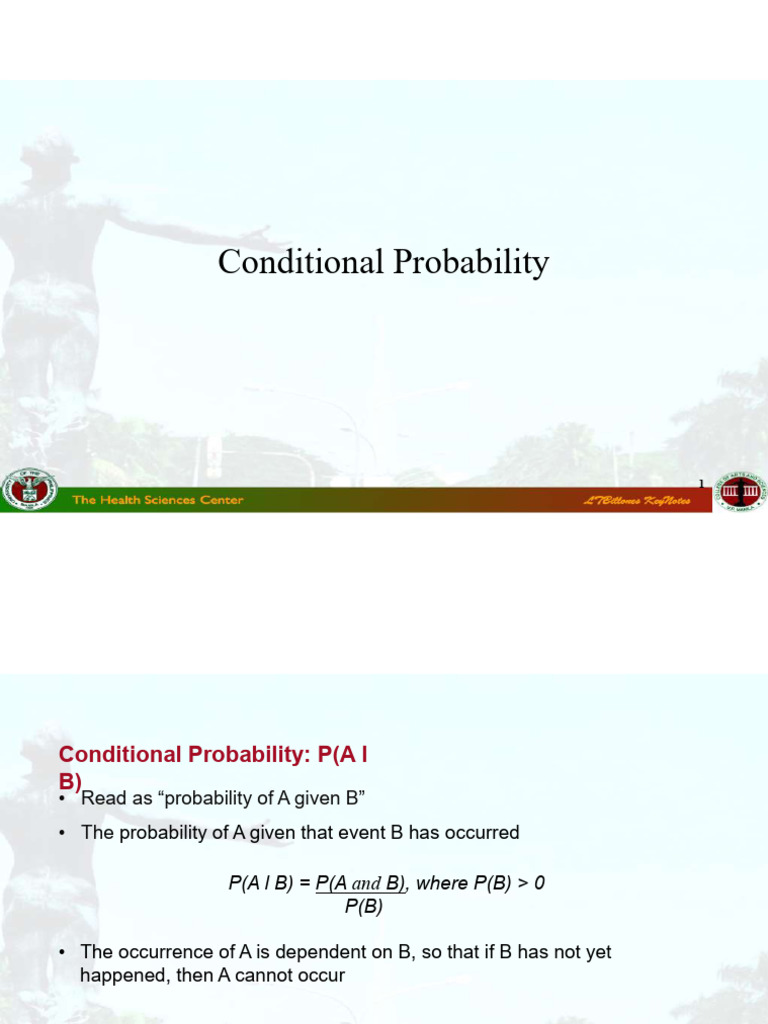LN - Conditional Probability | PDF | Probability | Hypertension