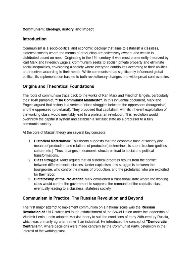 Communism - Ideology, History, and Impact | PDF | Communism | Karl Marx