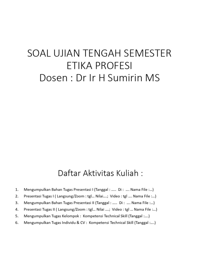 Soal Uts Etika Profesi - S1 | PDF