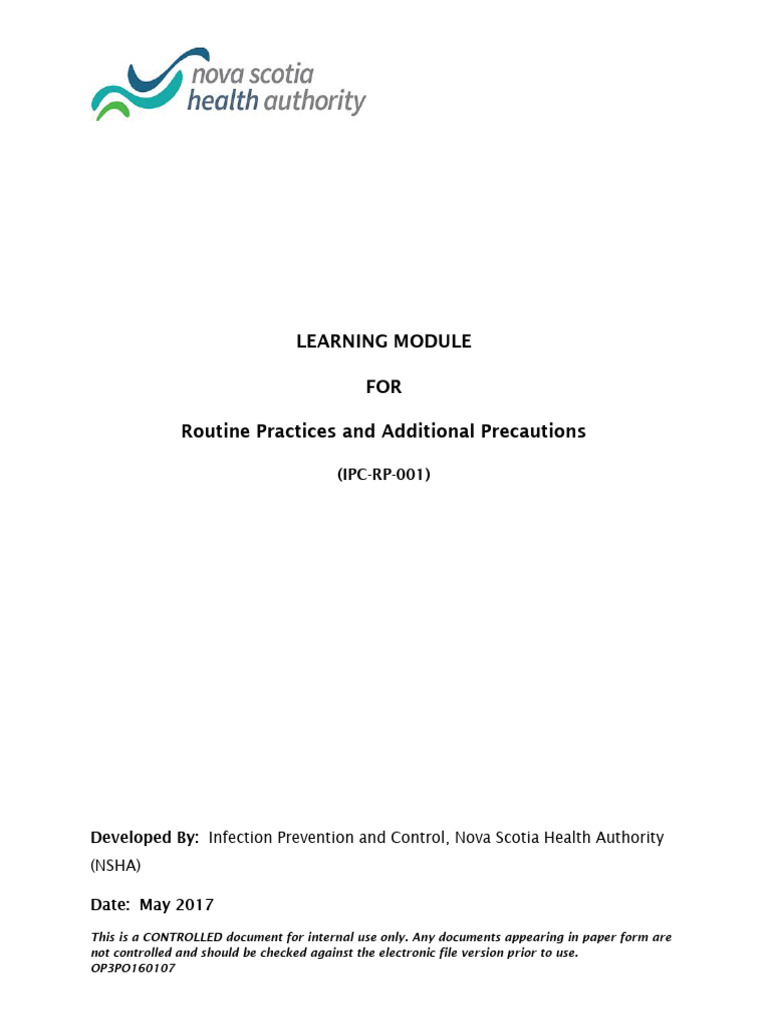 IPC Routine Practices & Precautions Guide | PDF | Personal Protective ...