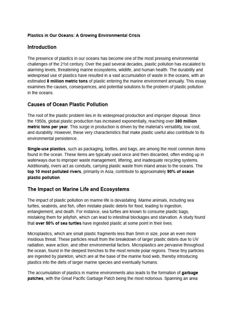 Ocean Plastic Pollution Crisis Explained | PDF | Plastic | Pollution