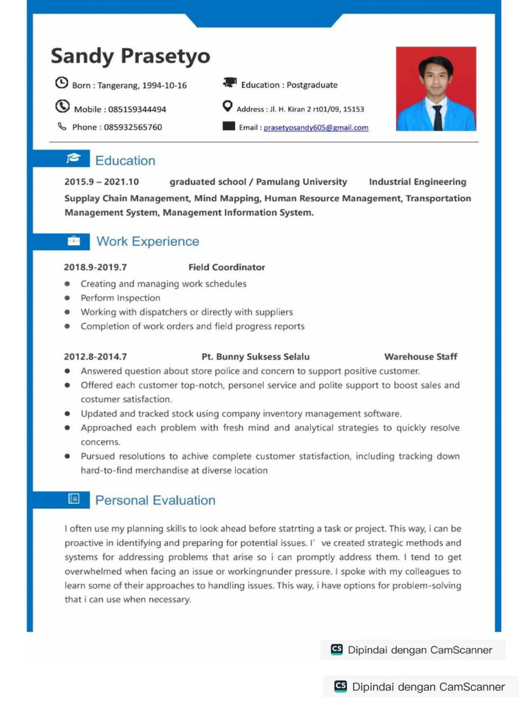 CV. Sandy Prasetyo | PDF