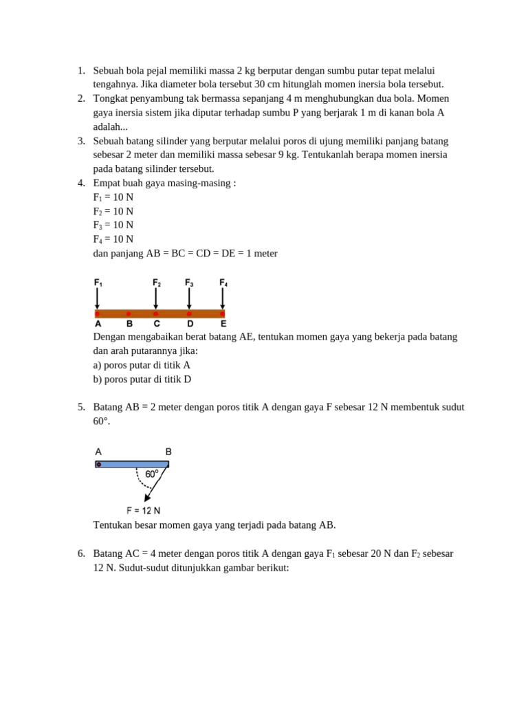 Soal Fisika: Momen Inersia & Gaya | PDF