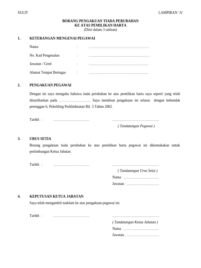 Borang Kosong Ishtihar Harta | PDF