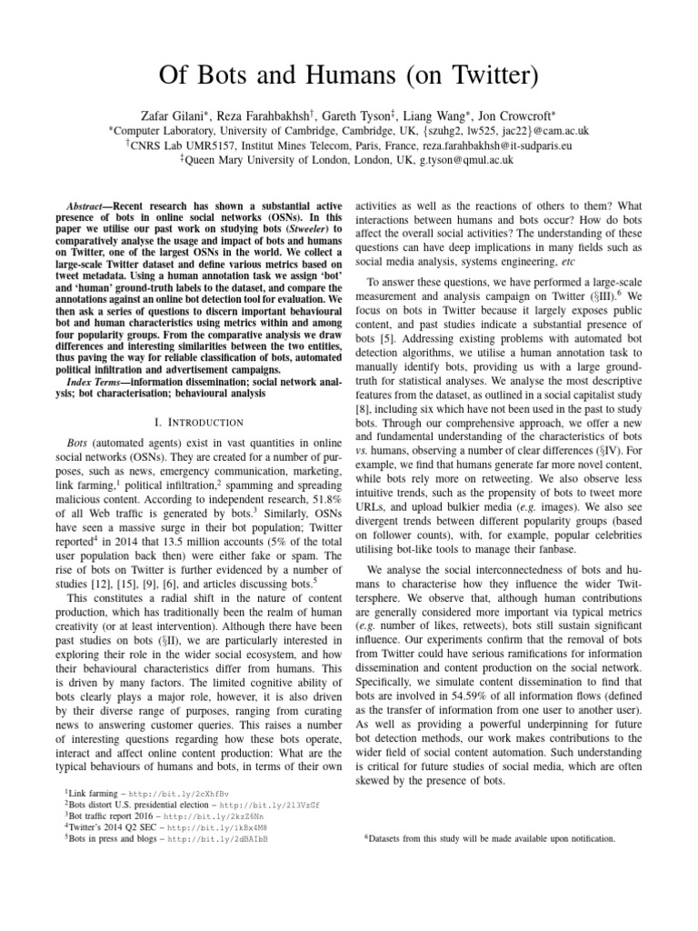 Twitter Bots vs Humans Analysis | PDF | Internet Bot