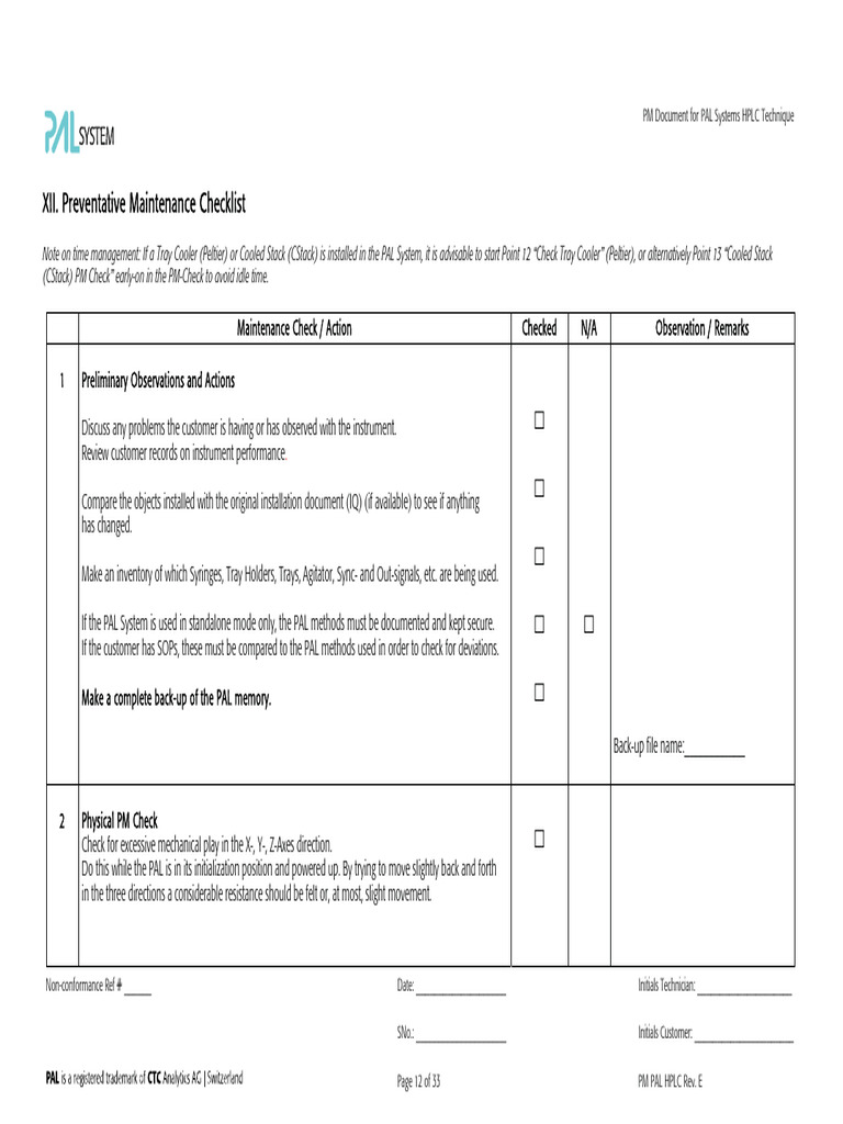 12 CTC PAL Preventive Maintenance HPLC | PDF | Syringe | Manufactured Goods