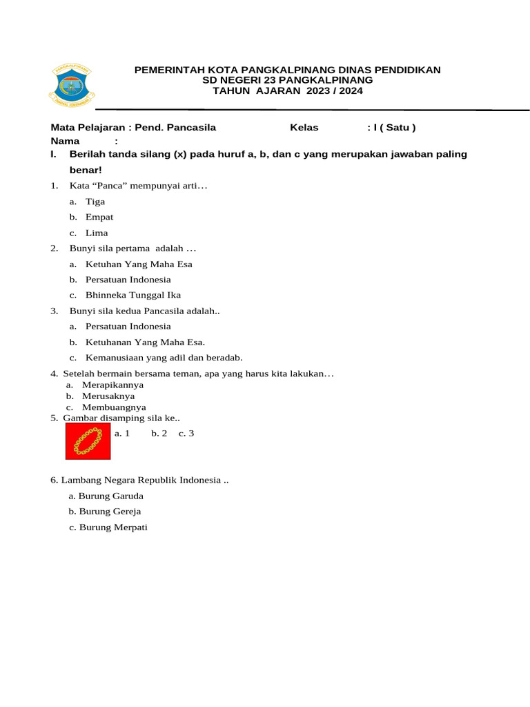 STS PPKN Kelas 1 | PDF