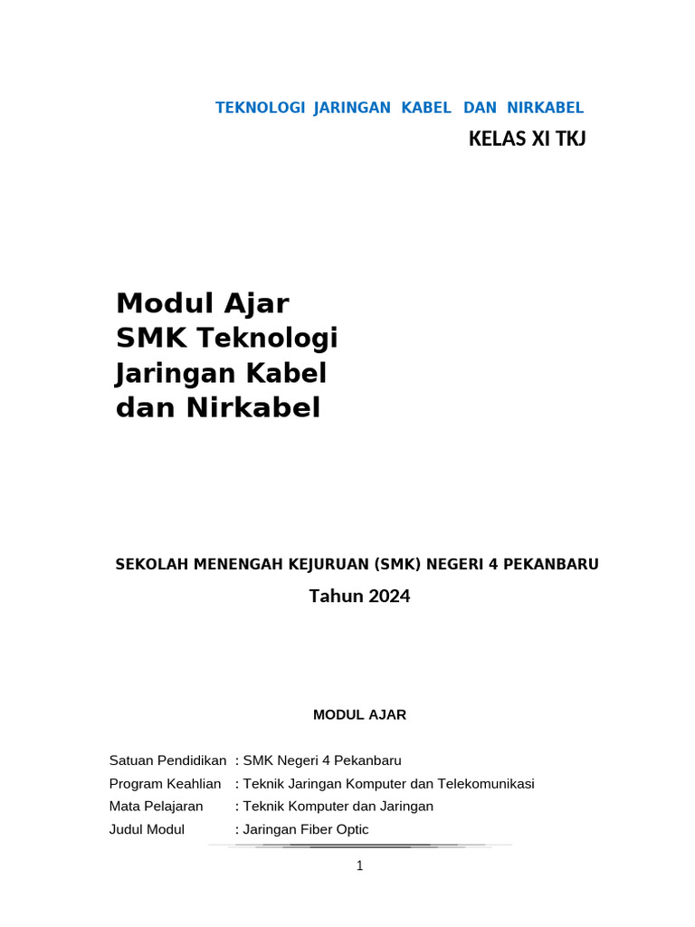 Modul TKJ KLS X1 - 2 FO | PDF