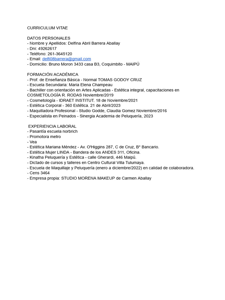 Curriculum Vitae | PDF | Crecimiento personal y profesional | Negocios