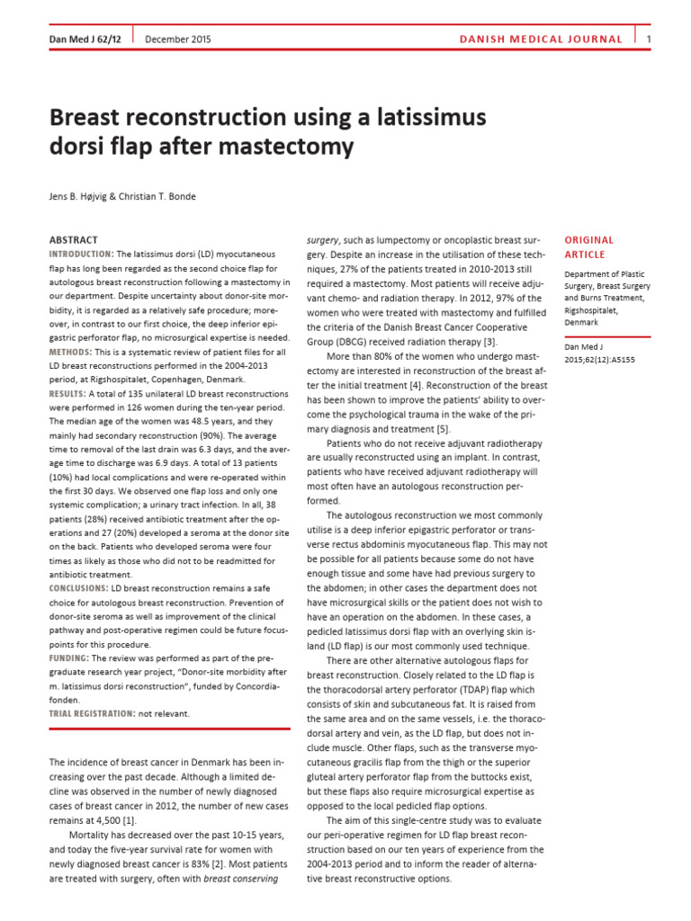 Latissimus Dorsi Flap for Breast Reconstruction | PDF | Medical Specialties | Clinical Medicine
