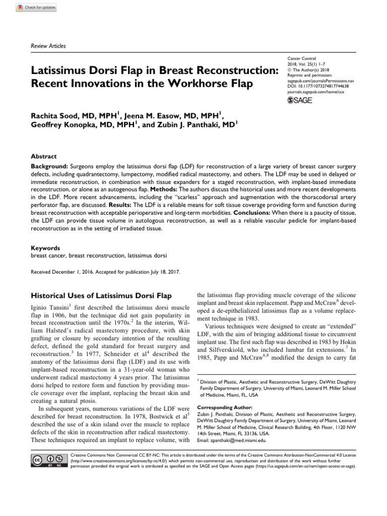 Innovations in Latissimus Dorsi Flap Surgery | PDF