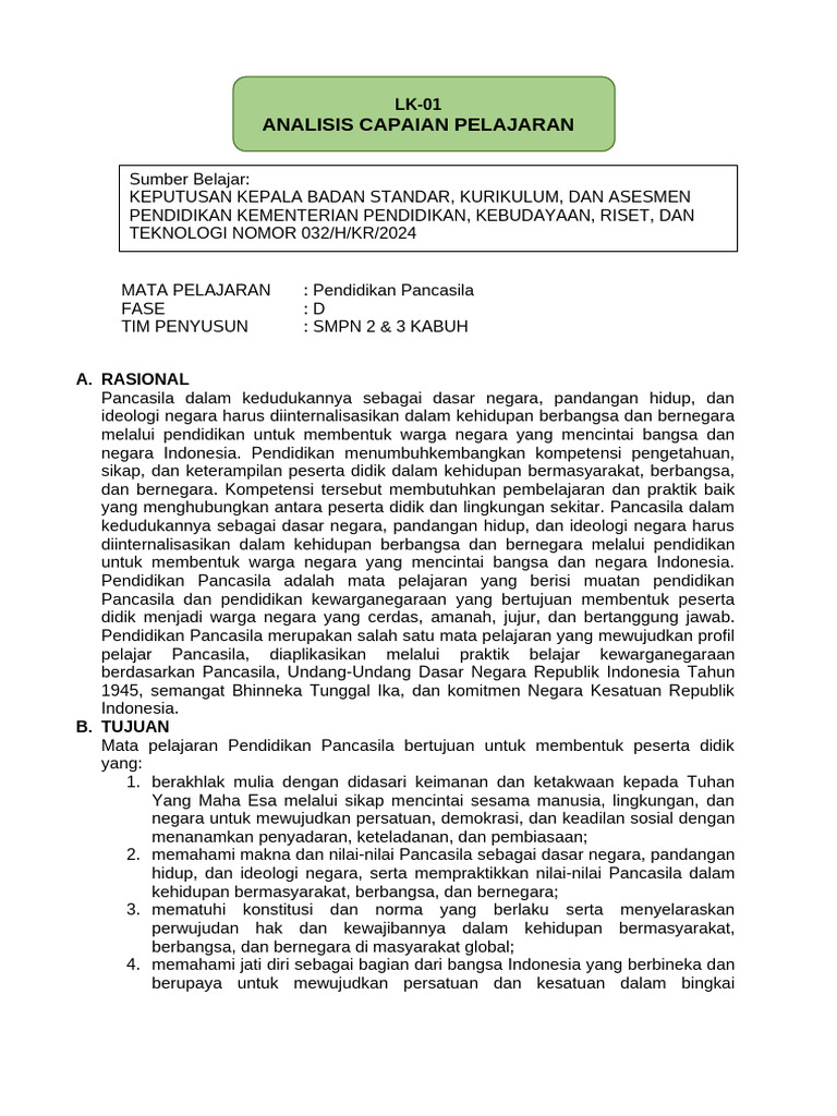 Analisis Capaian Pembelajaran (CP) | PDF