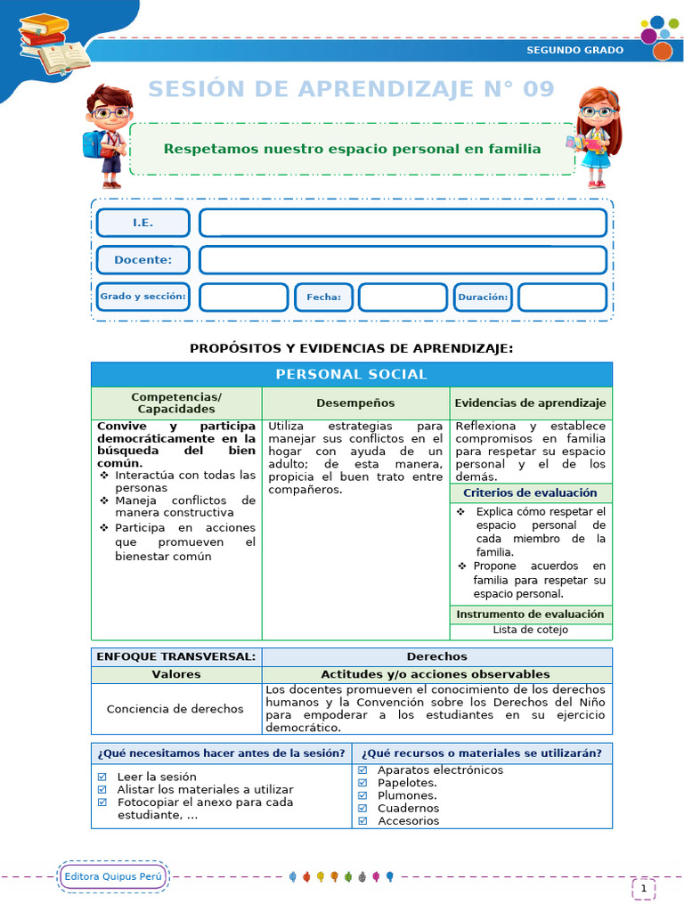 Sesiones de Aprendizaje - Semana 2 - UD IX - Editora Quipus Perú | PDF | Evaluación | Aprendizaje