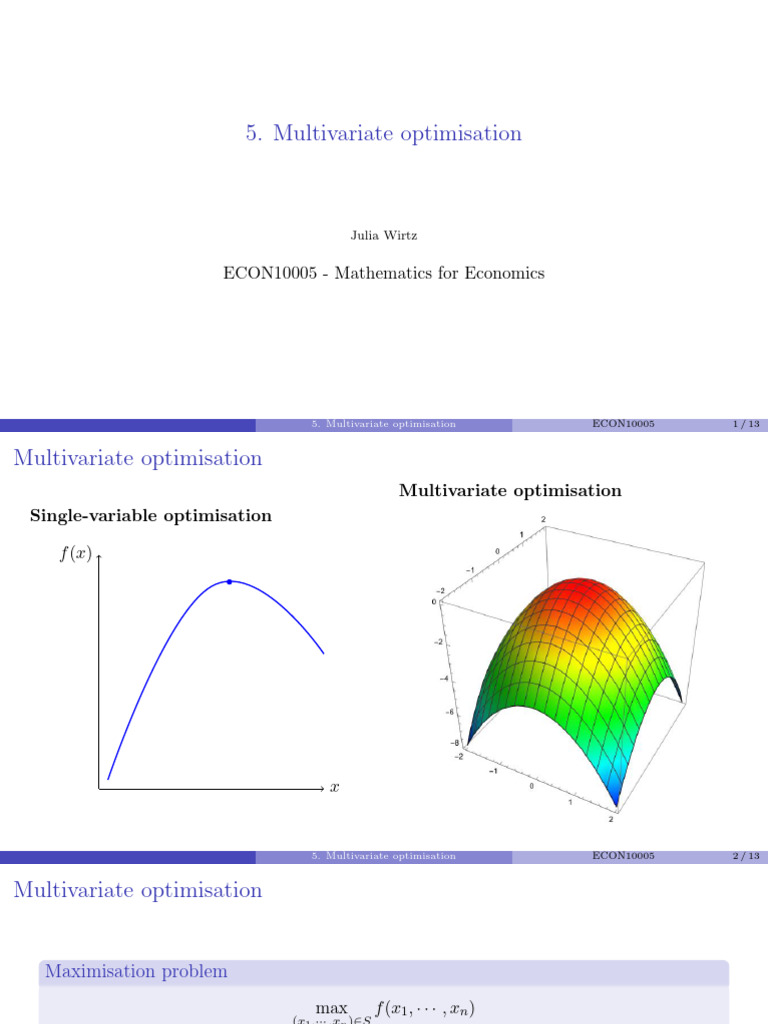 05 Lecture Multivariate Optimisation | PDF | Mathematical Optimization ...